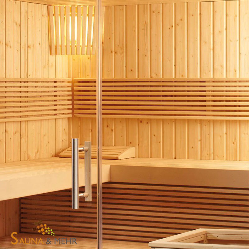 SAUNA und MEHR - Shop | Elementbau Sauna "Panorama Small" mit Glasfront | Fichte | 214 x 160 cm ...